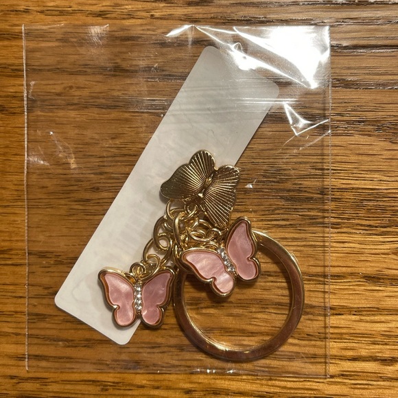 Accessories | New Pink Butterflies Bag Charm Keychain | Poshmark